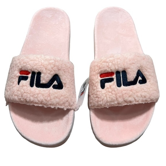 Fila | Shoes | Nwt Fila Fuzzy Faux Fur Slide Slip On Shoes Pink Size ...